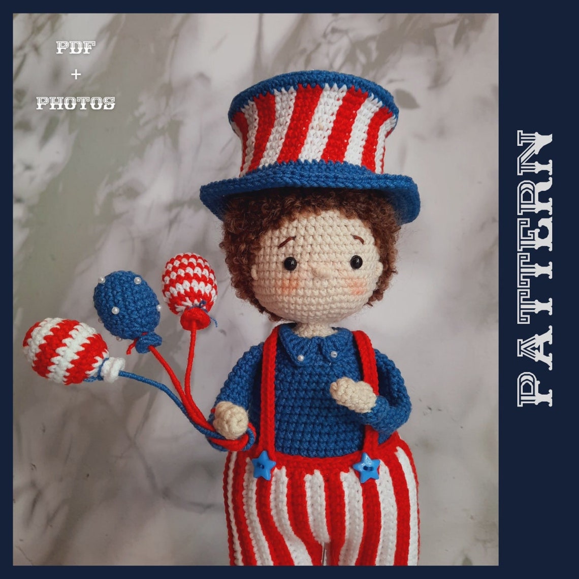American Patriotic Doll Crochet Pattern 4th of July Pattern - Etsy