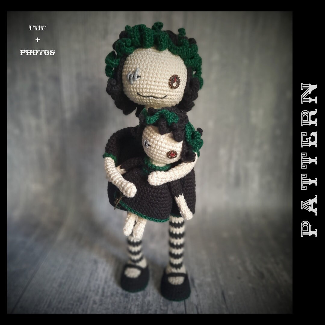 Crochet Pattern Fibi Monster Doll, Creepy Cute Zombie Amigurumi Crochet ...