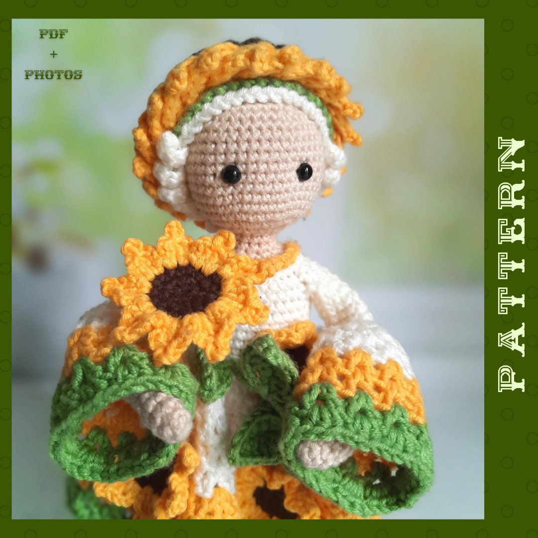 Crochet Sunflower Doll Pattern, PDF Crochet Pattern Amigurumi Sunflower ...