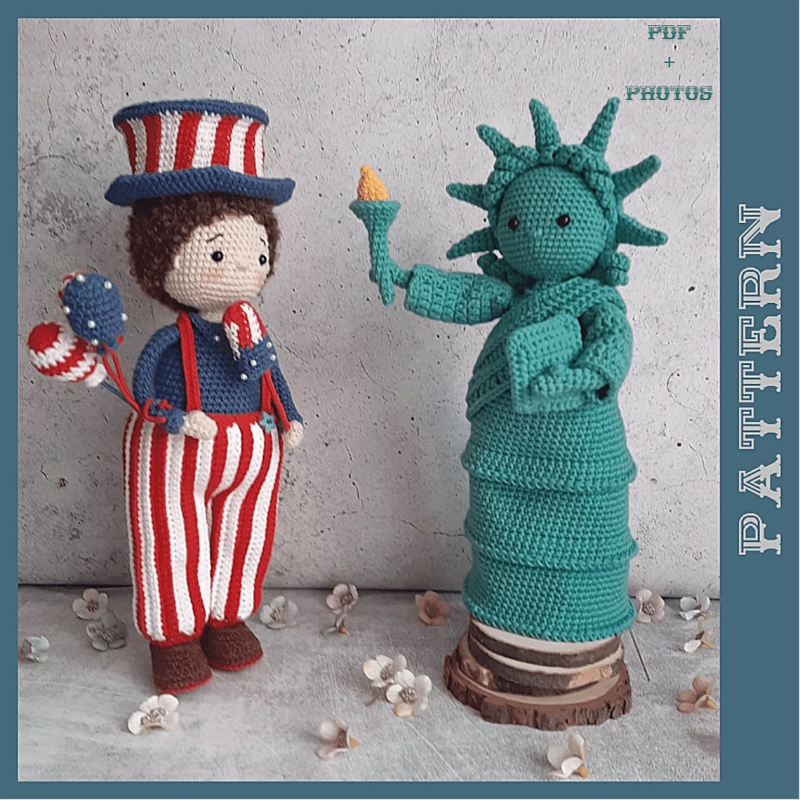 Set of 2 Crochet Patterns American Patriotic Dolls Statue of - Etsy