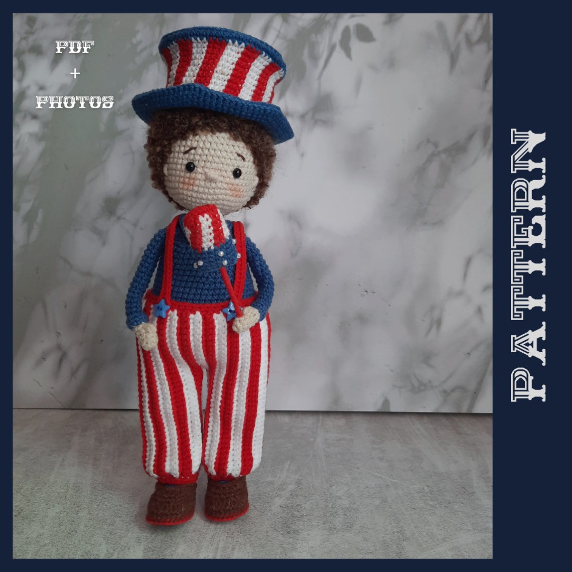 American Patriotic Doll Crochet Pattern 4th of July Pattern - Etsy
