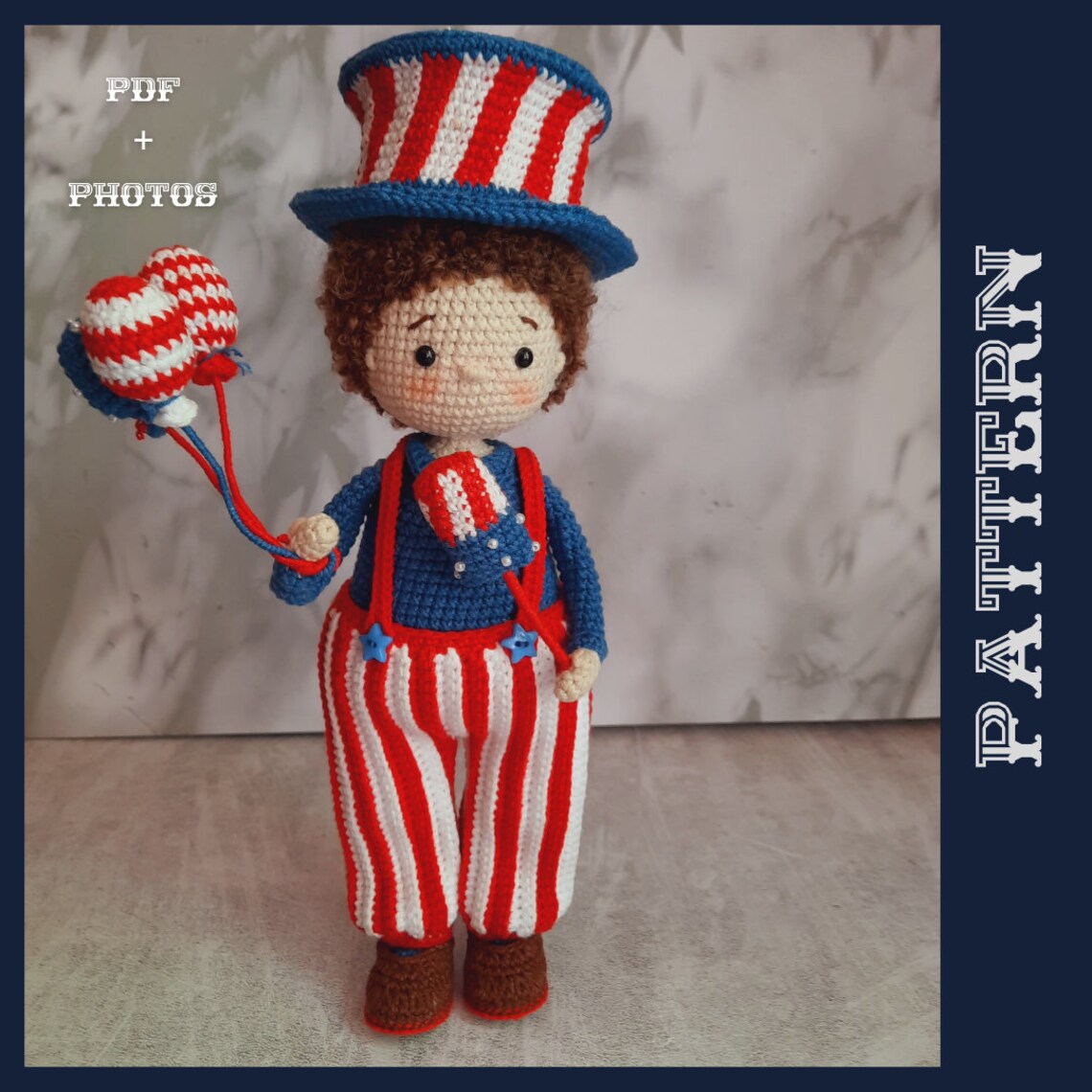 American Patriotic Doll Crochet Pattern 4th of July Pattern - Etsy
