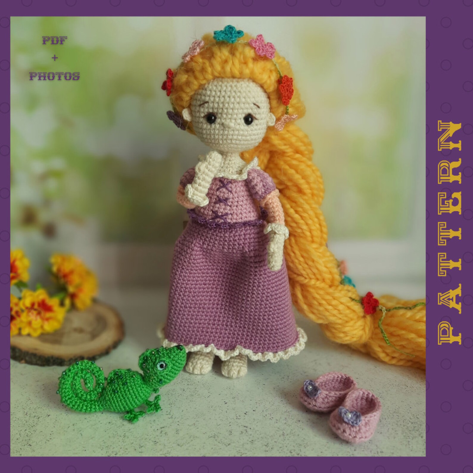 Princess Rapunzel Doll Crochet Pattern, Amigurumi Rapunzel, Crochet Amigurumi Chameleon English ...