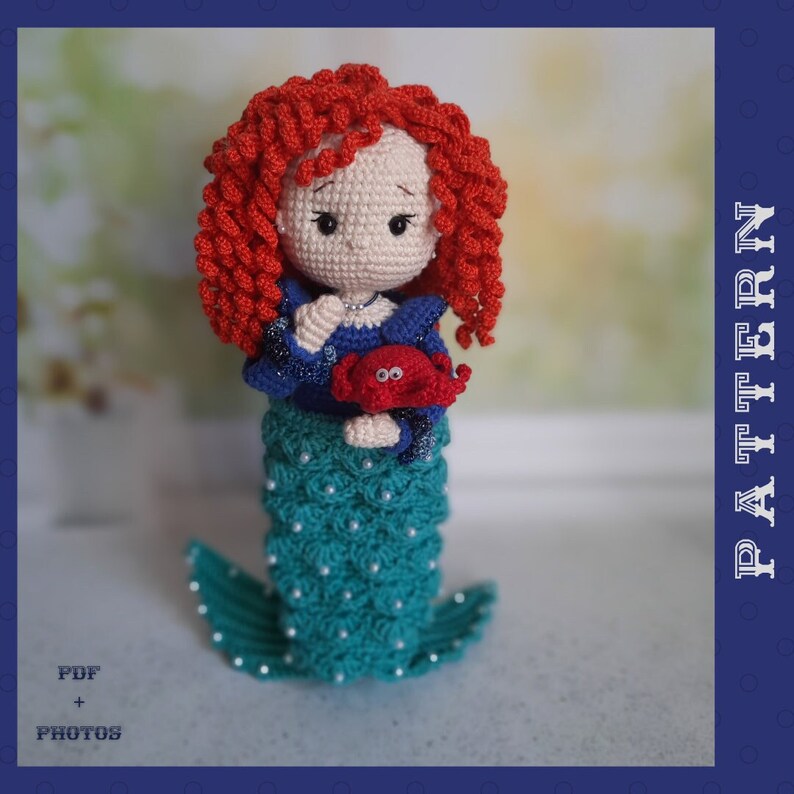Crochet Little Mermaid Doll Pattern, Amigurumi Mermaid Princess PDF ...