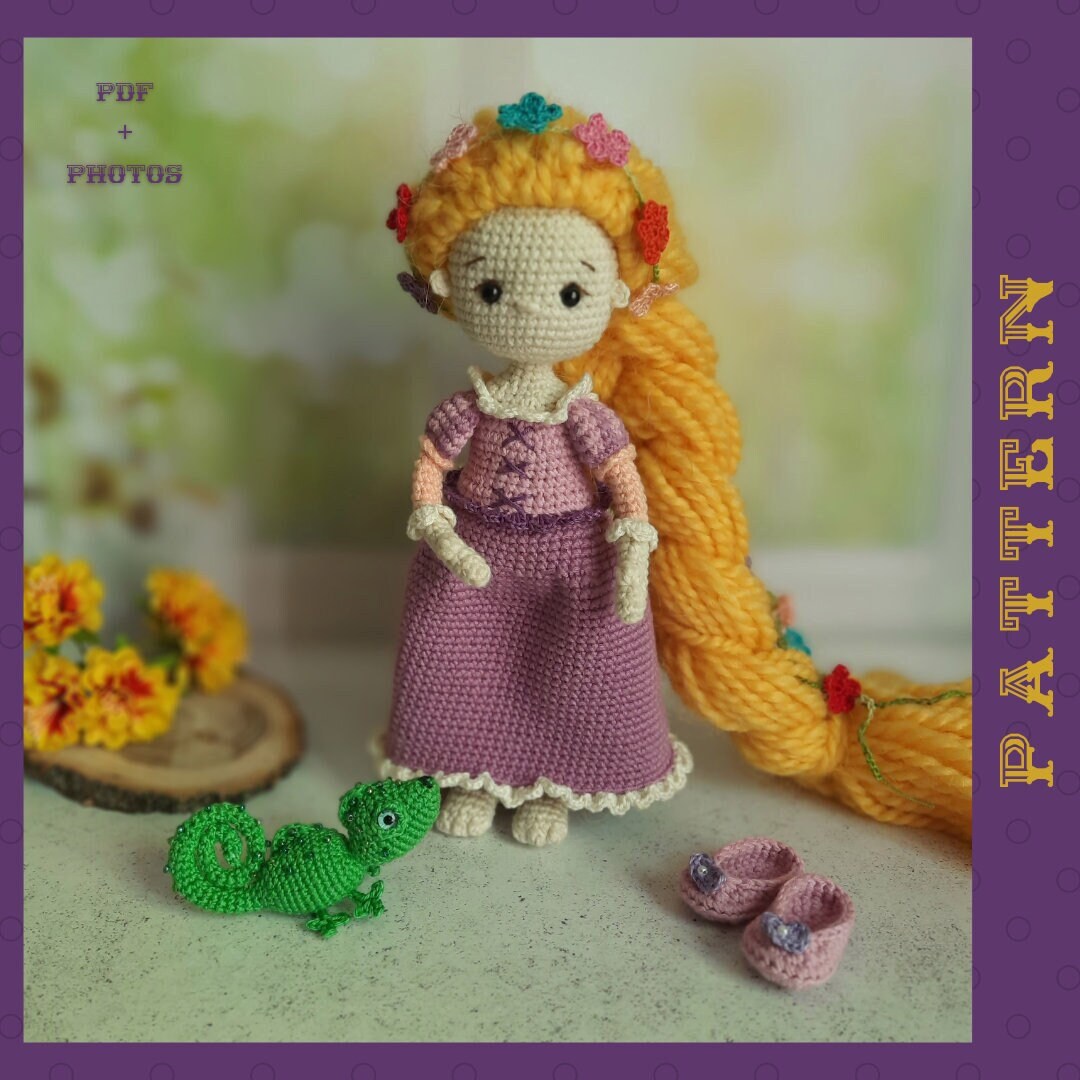 Princess Rapunzel Doll Crochet Pattern, Amigurumi Rapunzel, Crochet Amigurumi Chameleon English ...