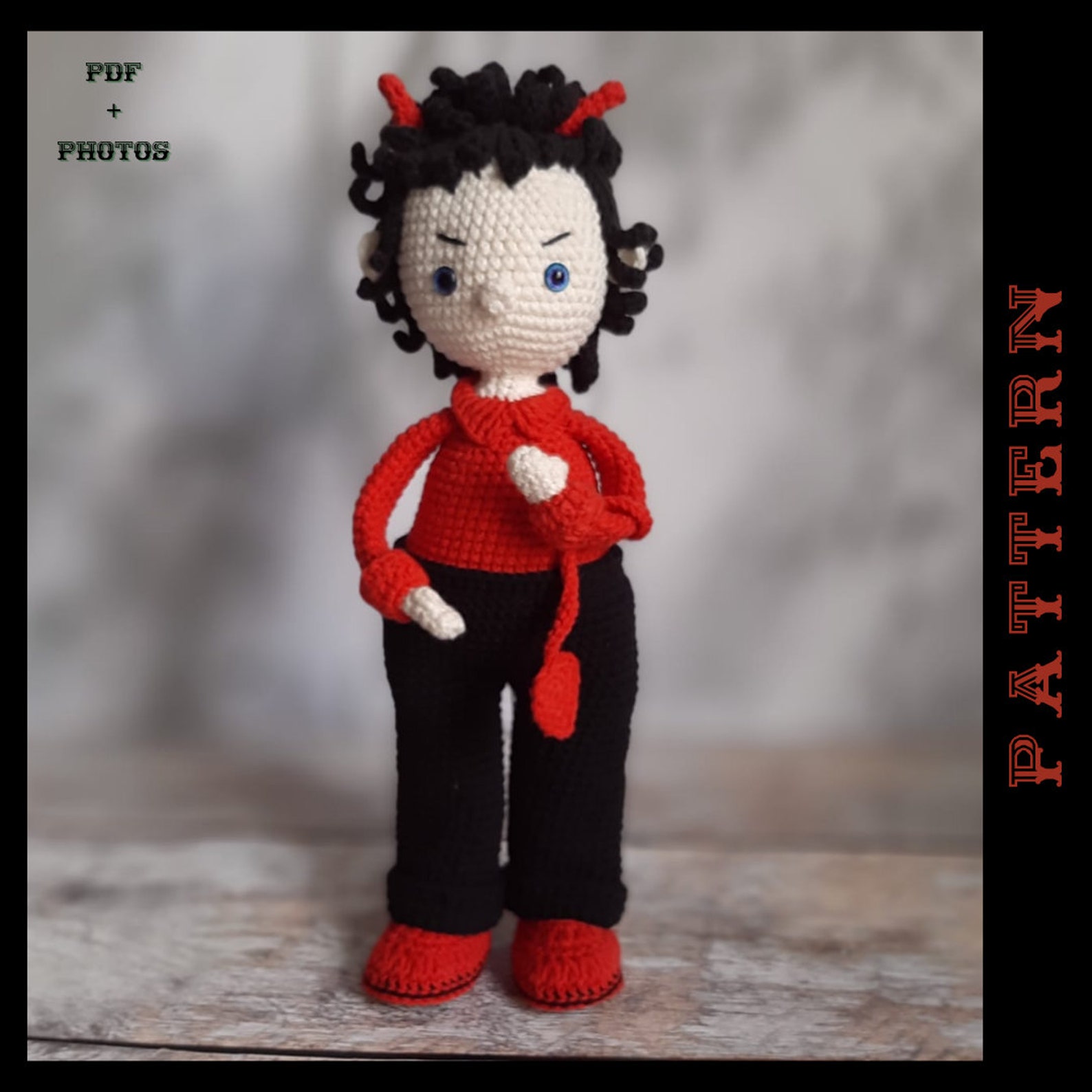 Devil Crochet Doll Pattern Amigurumi Lucifer Doll PDF English Tutorial ...
