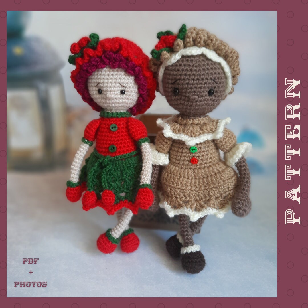 Set of 2 Crochet Christmas Patterns, Amigurumi Christmas Gingerbread ...