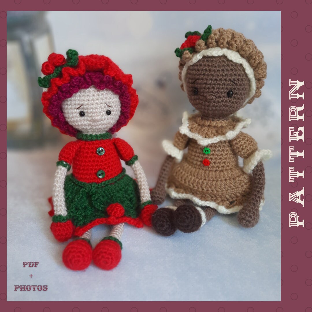 Set of 2 Crochet Christmas Patterns, Amigurumi Christmas Gingerbread ...