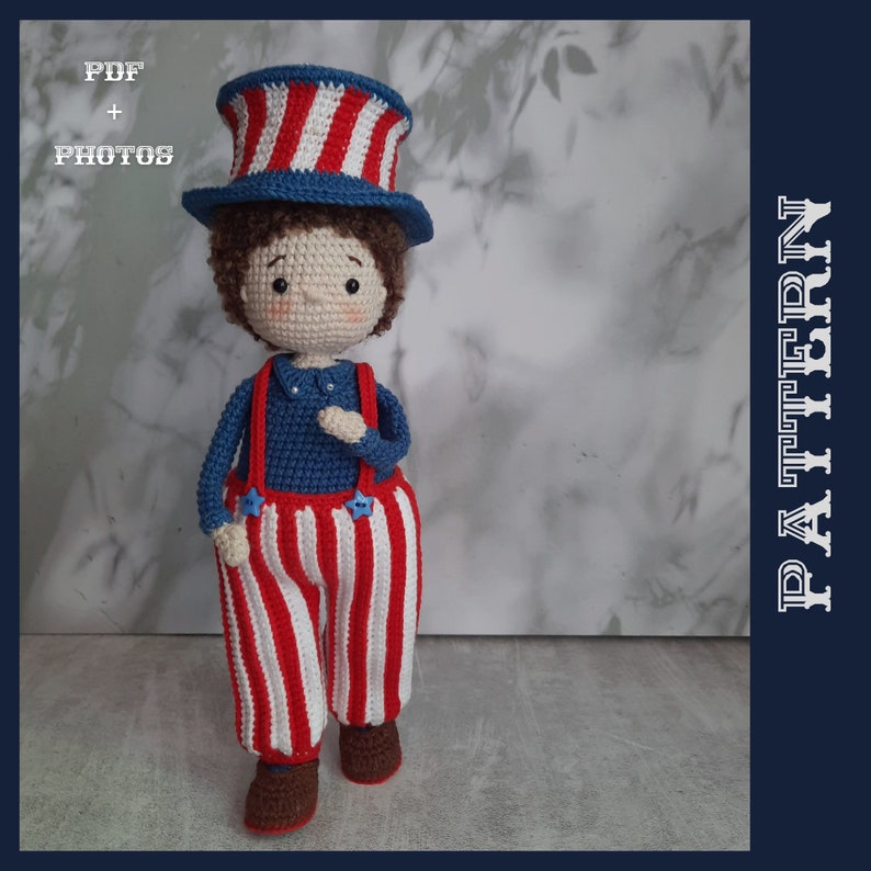 American Patriotic Doll Crochet Pattern 4th of July Pattern - Etsy