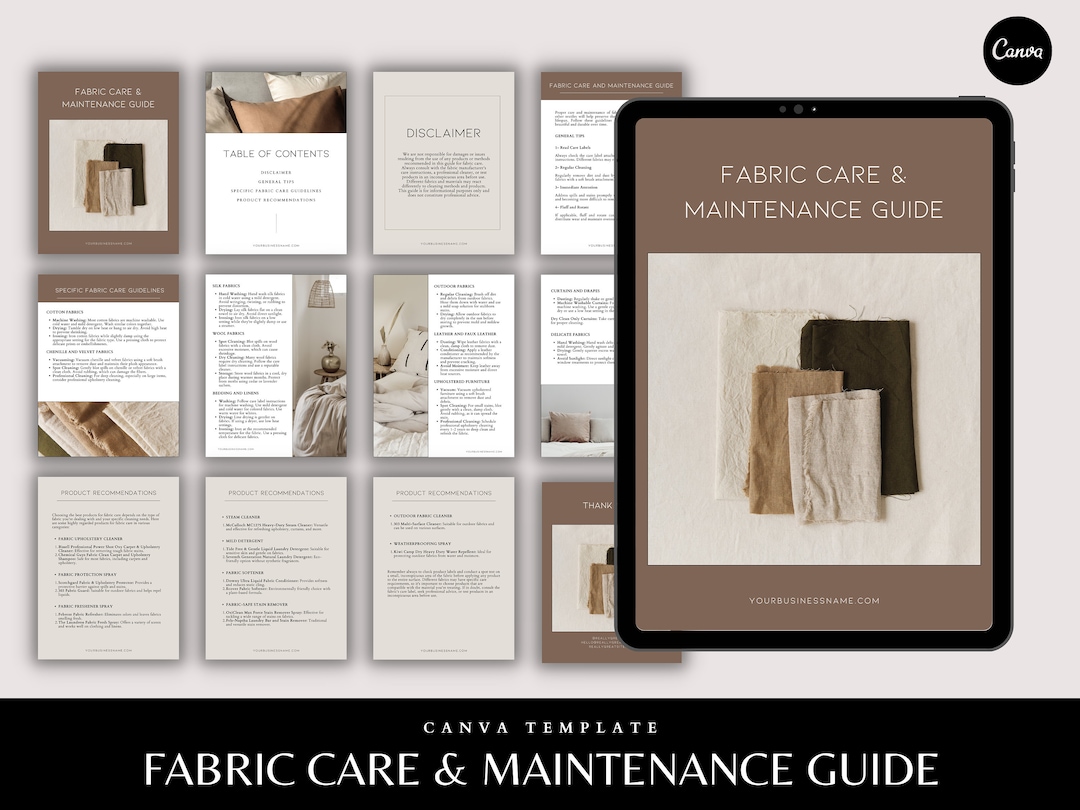 Canva Fabric Care and Maintenance Guide Interior Design Template ...