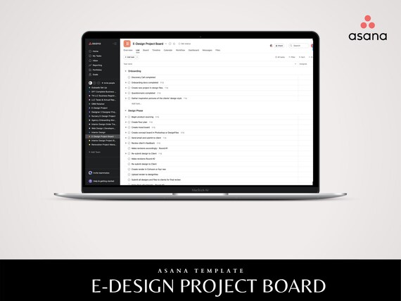 E-design Project Board Asana Template Interior Design Services - Etsy