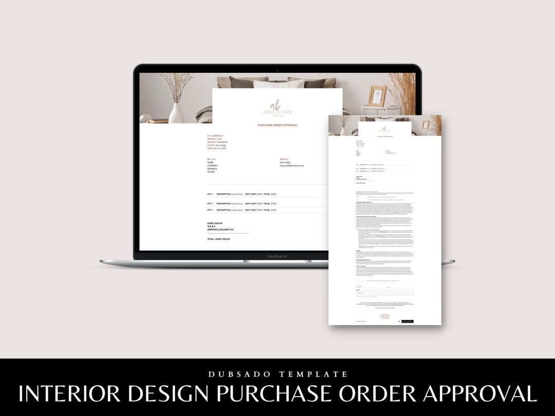 Interior Design Purchase Order Approval Template, Business Bundle ...