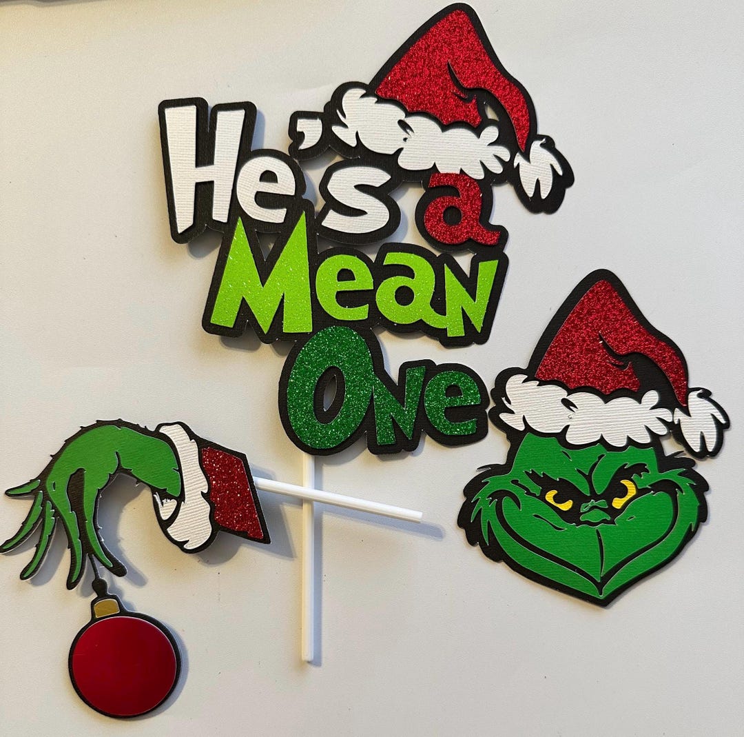 3pc Grinch Cake Topper - Etsy