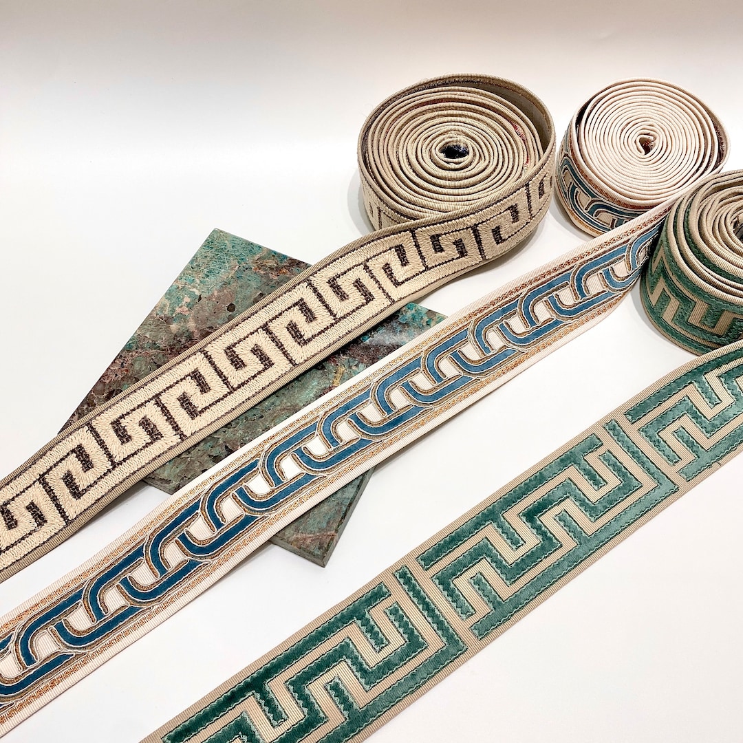 Embroidered Greek Key Border Decoration, Curtain Trim, DIY Fabric ...