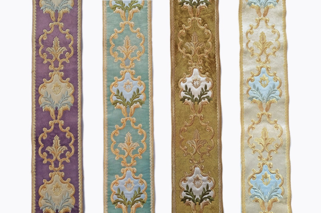 Embroidered Velvet Trim: 3.14" Wide Curtain Tape - Etsy