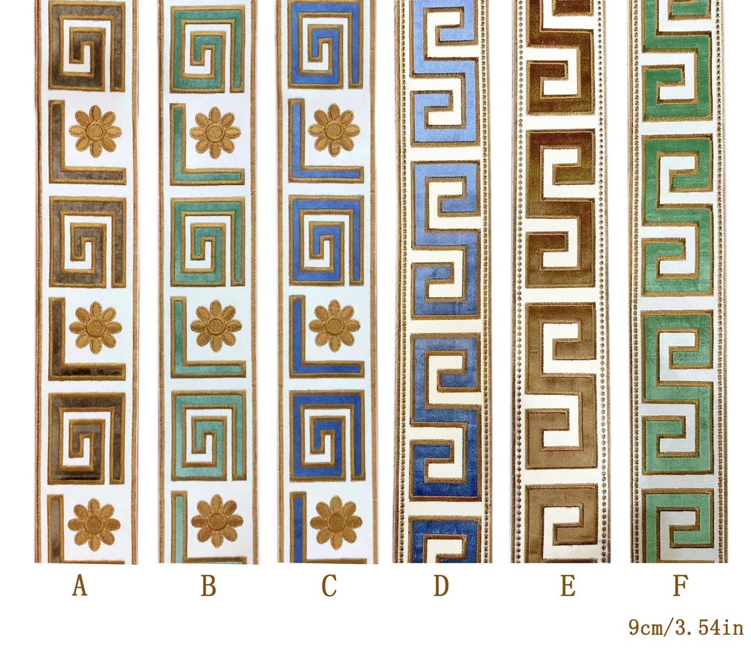 Fine Cotton and Linen Velvet Embroidery Greek Trim, Curtain Trim Tape ...