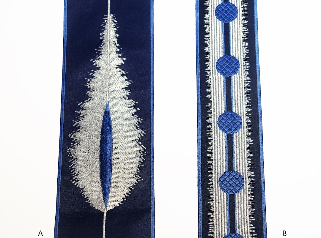 Dark Blue Embroidery Trim: 3D Fabric Tape, Curtain Design - Etsy
