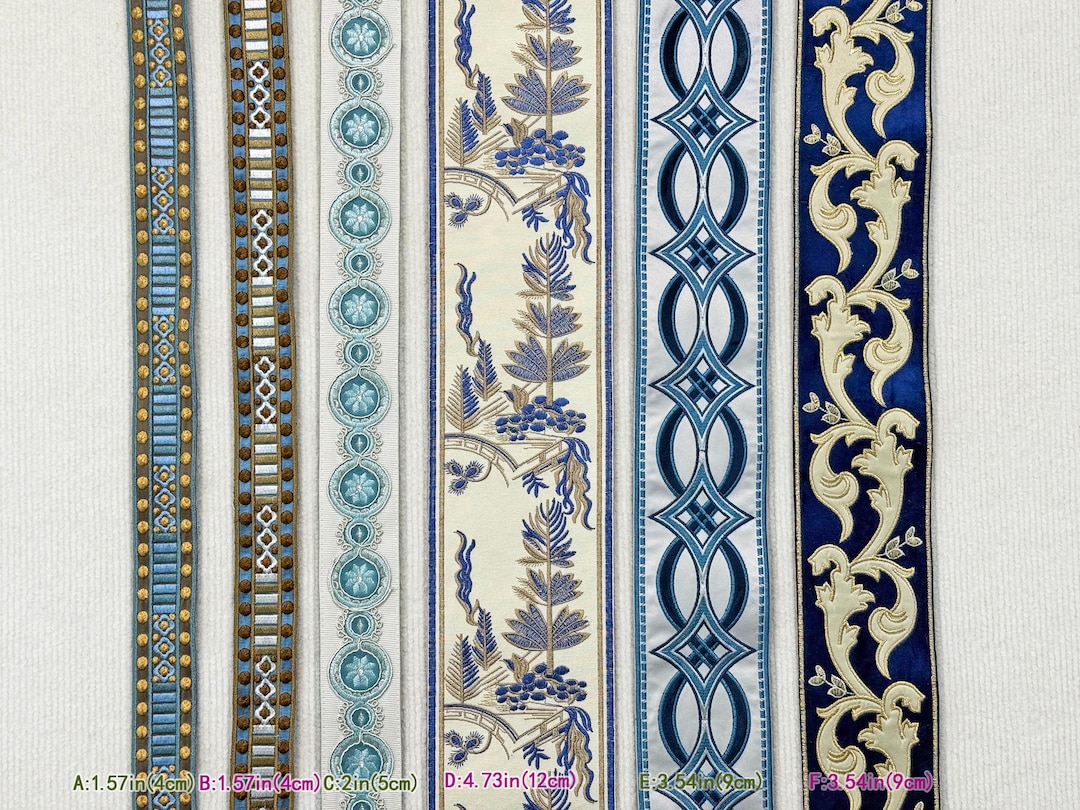 Blue Embroidered Fabric Trim: Curtain & Craft Embellishment - Etsy