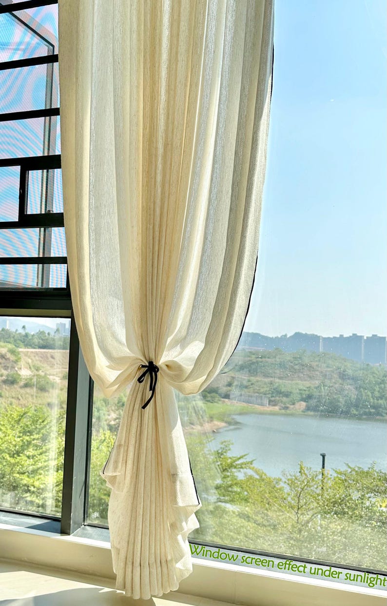 Custom Linen Blend Cafe Curtains: Semi-sheer Light Filtering Panels - Etsy