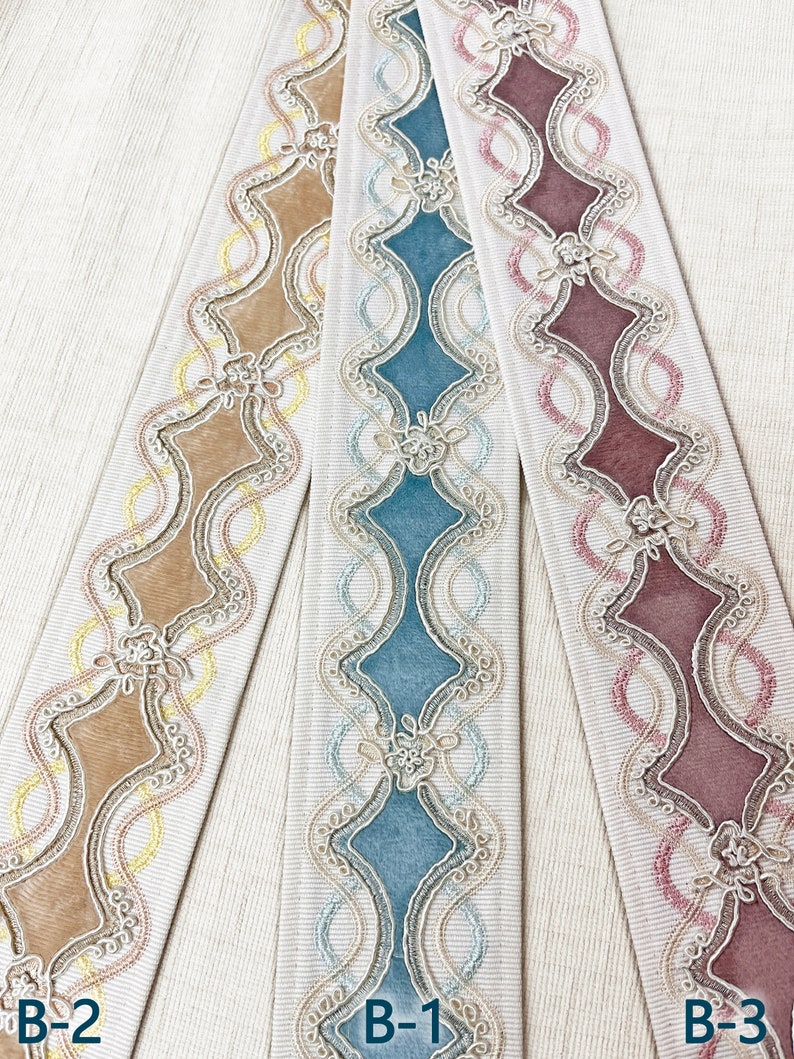 Blue Embroidery Curtain Trim: Fabric DIY Craft Trim - Etsy