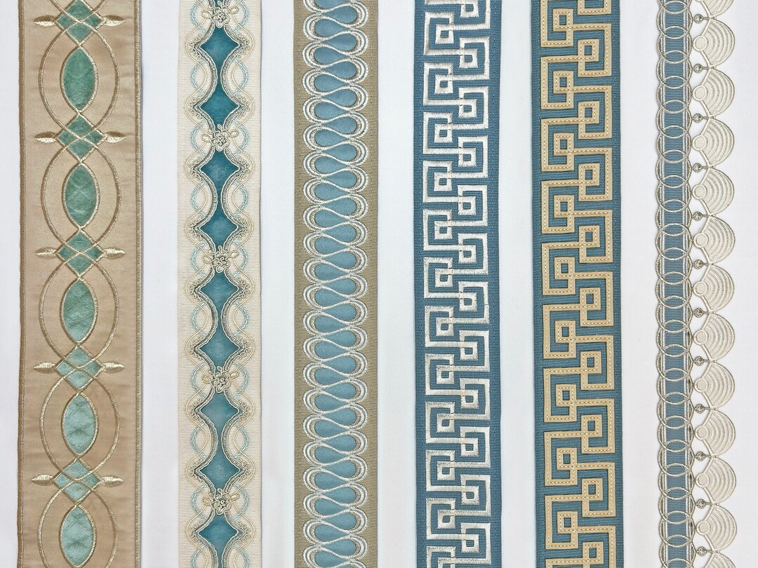 Blue Curtain Trim,fabric Trim for Curtains,embroidery Trim ,trim by the ...