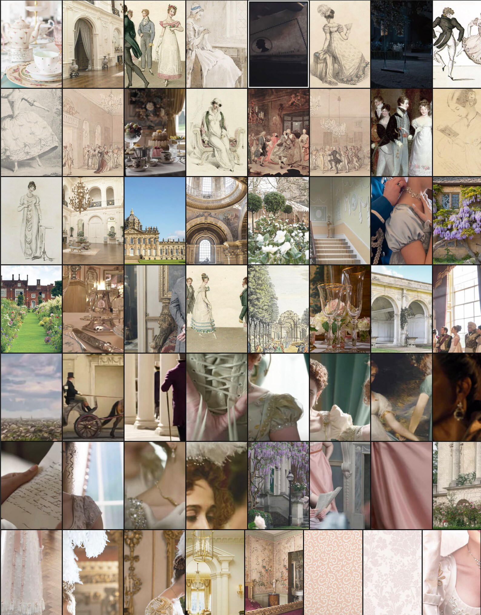 English Regency Inspired Wall Collage Aesthetic Kit Digital 80 4 X 6 ...