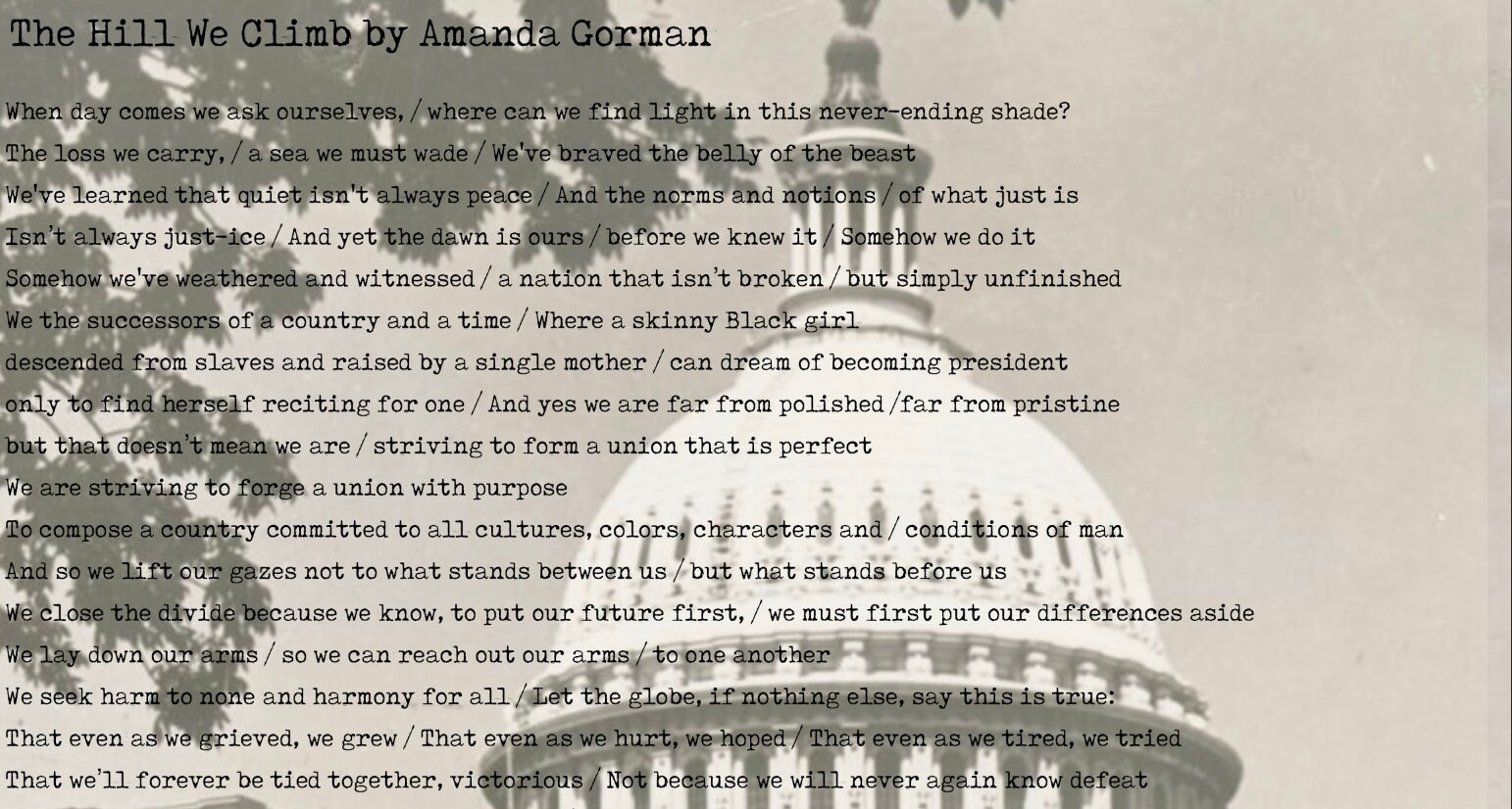 Amanda Gorman Inauguration Full Poem Digital Download Art Print (8x10 ...