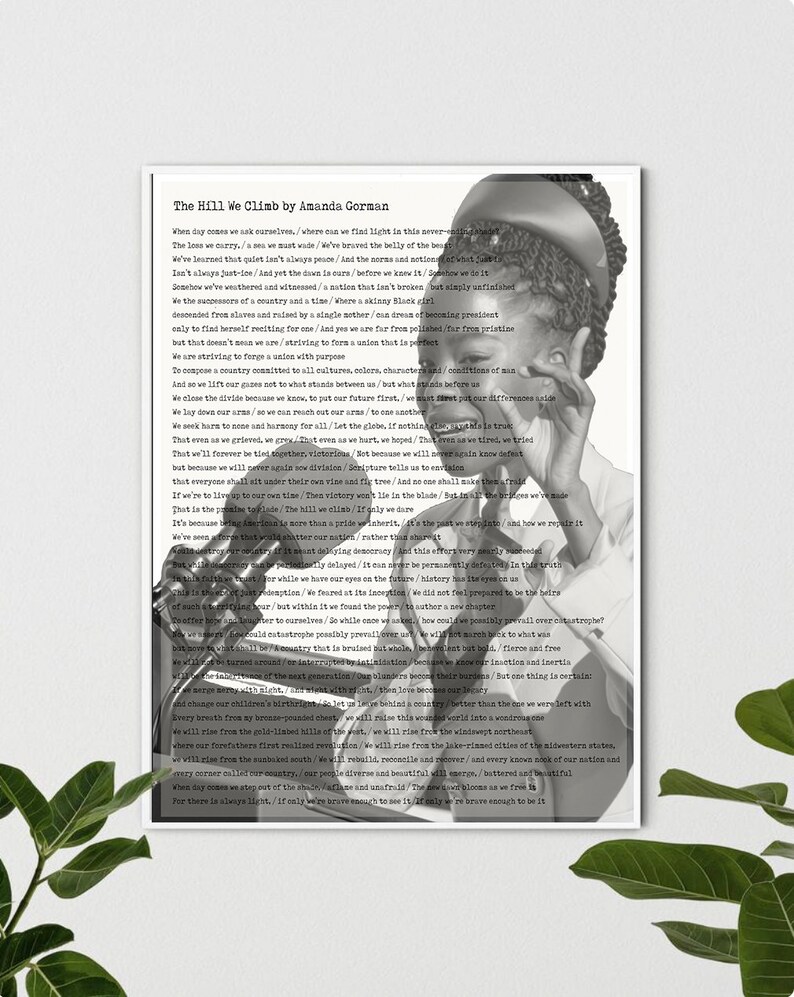 Amanda Gorman Inauguration Full Poem Digital Download Art Print (8x10 ...