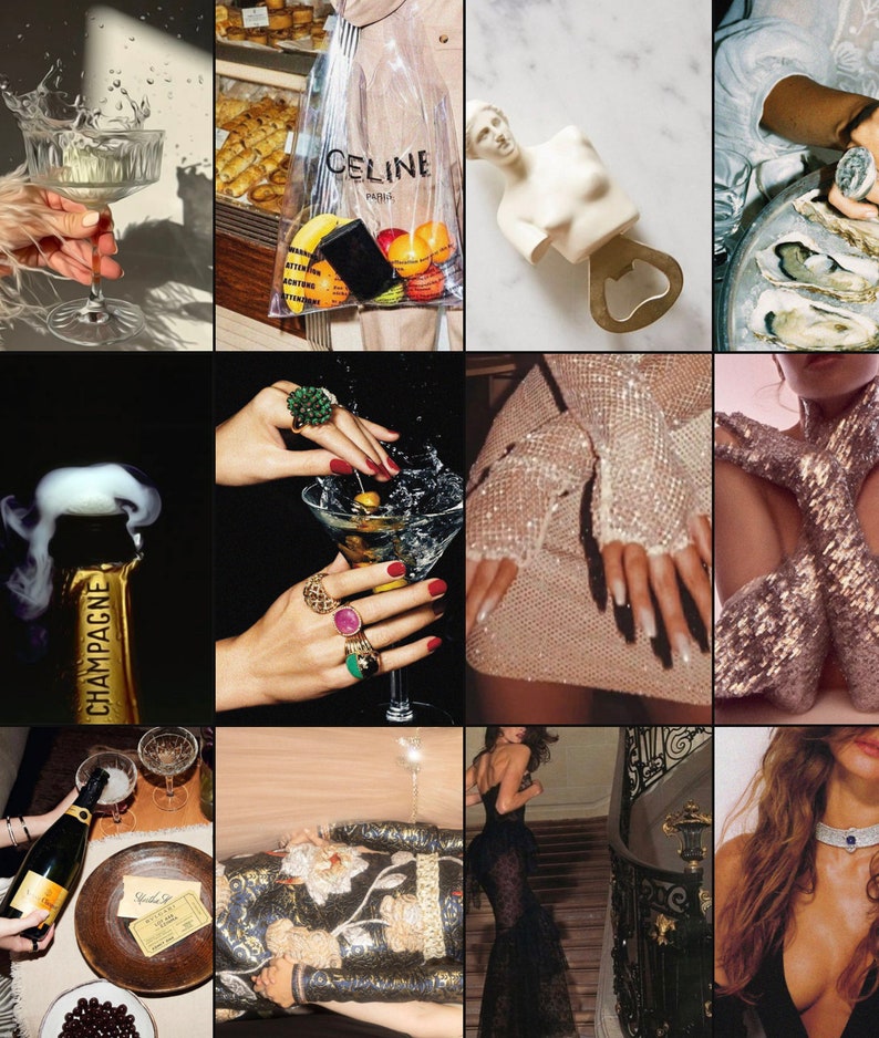High Glam Luxury Luxe Diamond Gown Inspired Wall Collage Aesthetic Kit ...