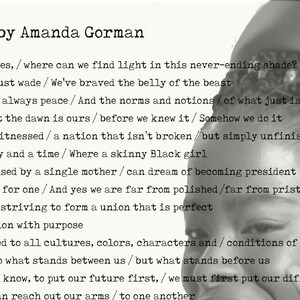 Amanda Gorman Inauguration Full Poem Digital Download Art Print (8x10 ...