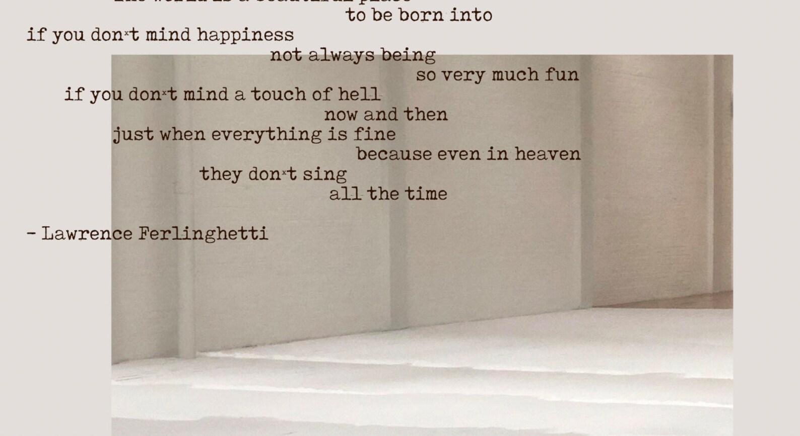 Lawrence Ferlinghetti World is A Beautiful Place Poem Art Beige ...