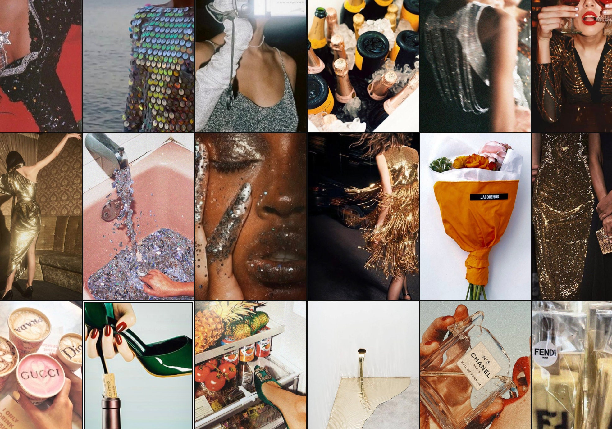 High Glam Luxury Luxe Diamond Gown Inspired Wall Collage Aesthetic Kit ...