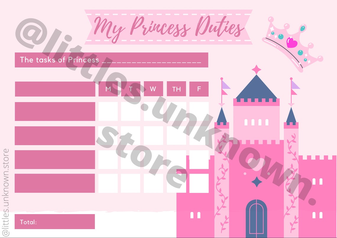 Princess Duties Chart Download | Littlespace DDLG ABDL - Etsy