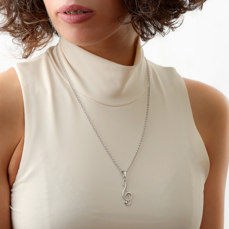 Sterling Silver G Clef Pendant Necklace | Handmade Jewelry - Etsy Australia