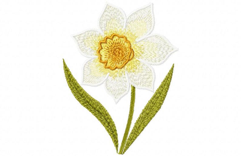 Daffodil Machine Embroidery Design – 4 Sizes | Spring Floral Embroidery ...