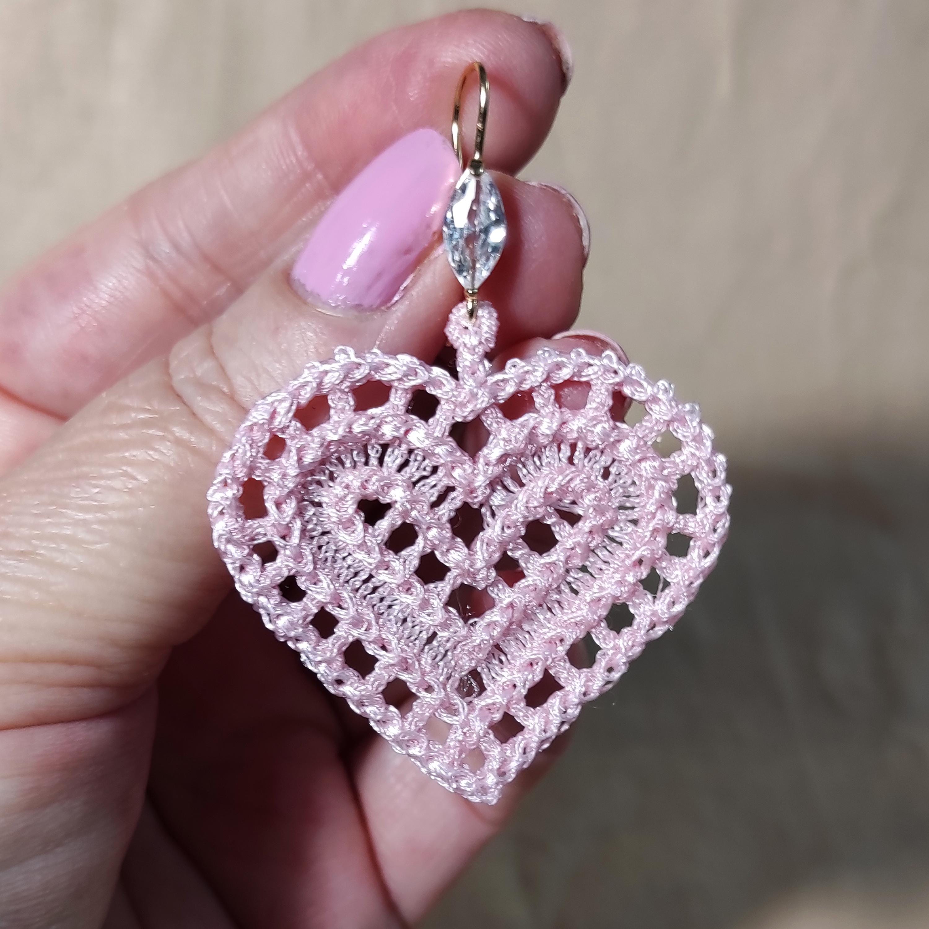FSL Heart Earrings Embroidery Design | Crochet Style Lace Earrings ...