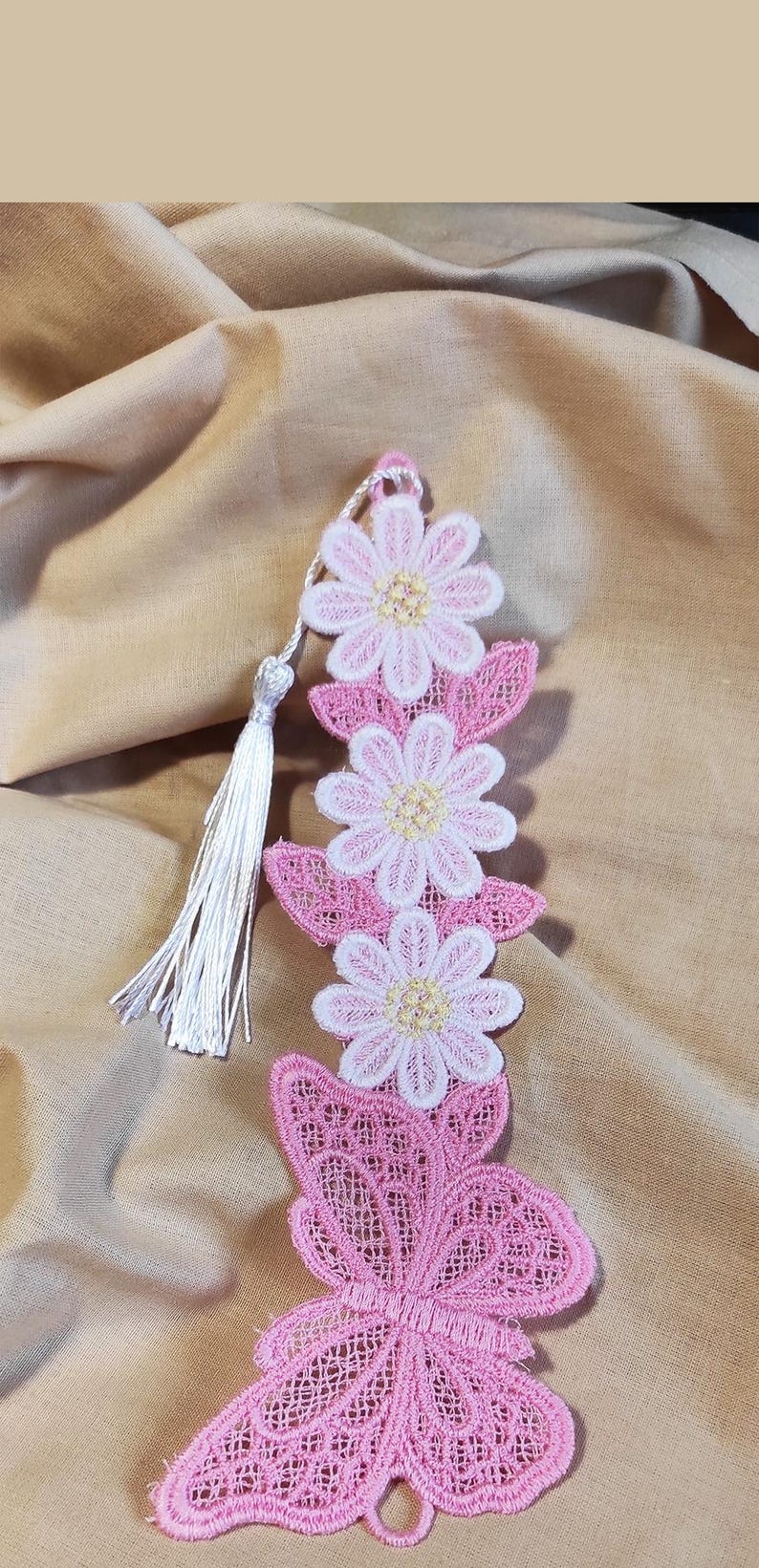 FSL "butterfly and Daisies" – Bracelet or Bookmark Machine Embroidery ...