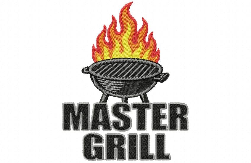 Master Grill Logo – Rugged BBQ Grill & Flame Design for Embroidery - Etsy
