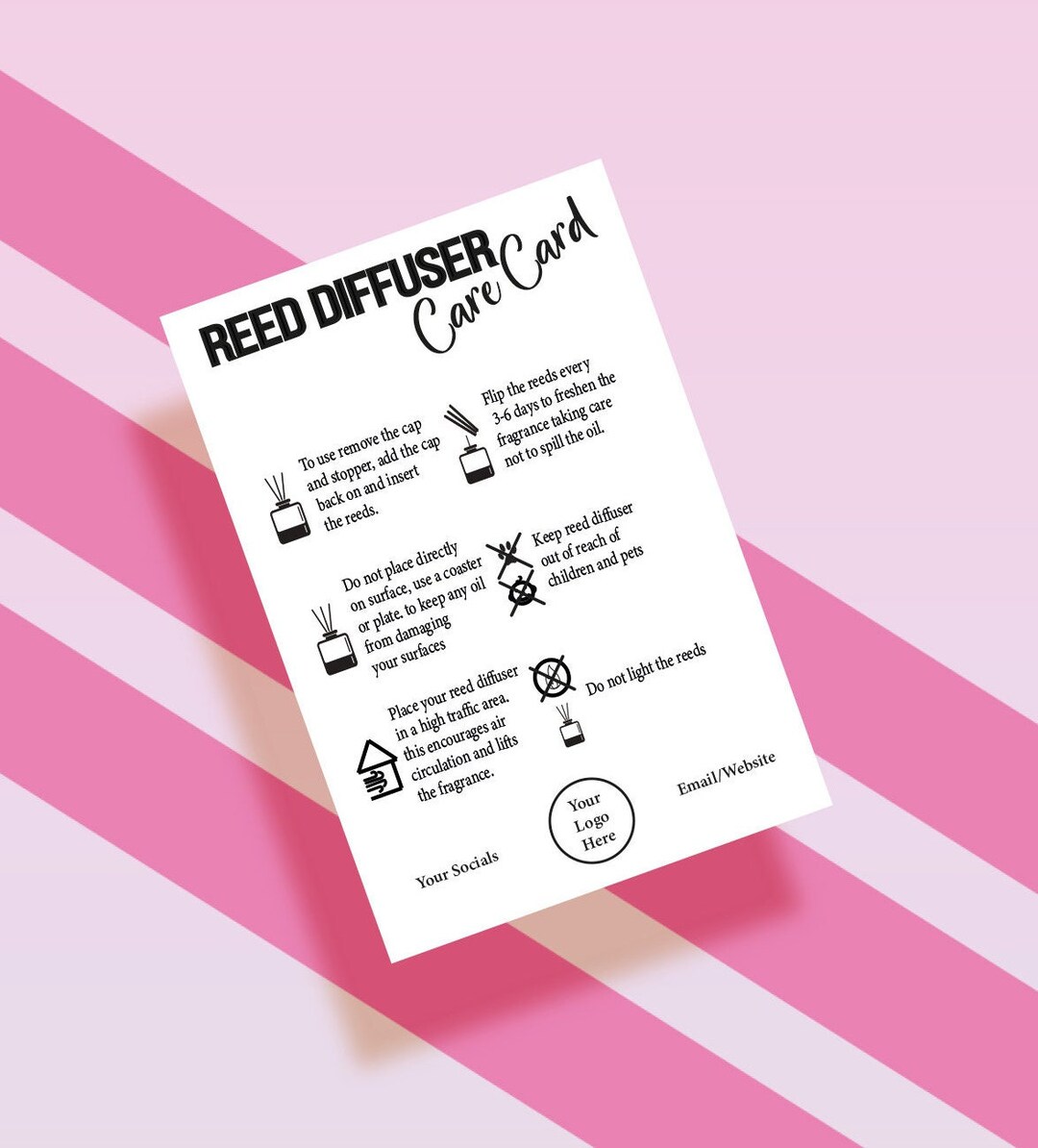 Reed Diffuser Care Card/ Gloss 185 GSM/ Care Card/ A6/ Customer Care ...