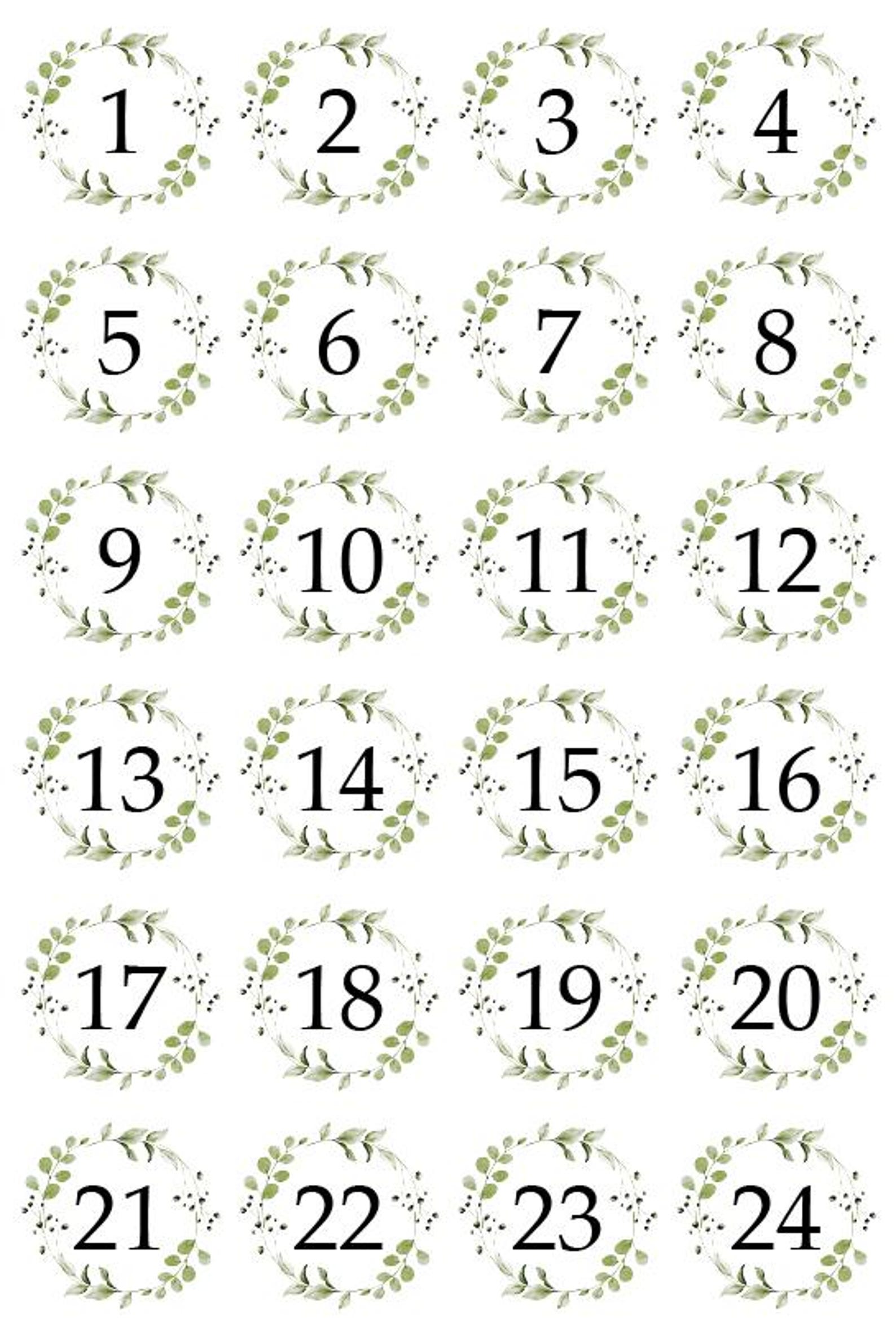 Advent Calendar Numbers 1-24: Wreath Stickers (PNG Download) 300 DPI - Etsy