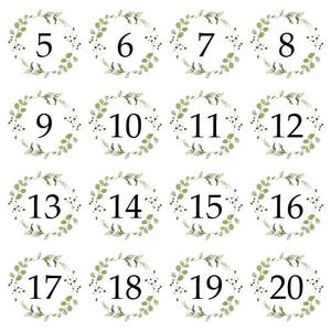 Advent Calendar Numbers 1-24: Wreath Stickers (PNG Download) 300 DPI - Etsy