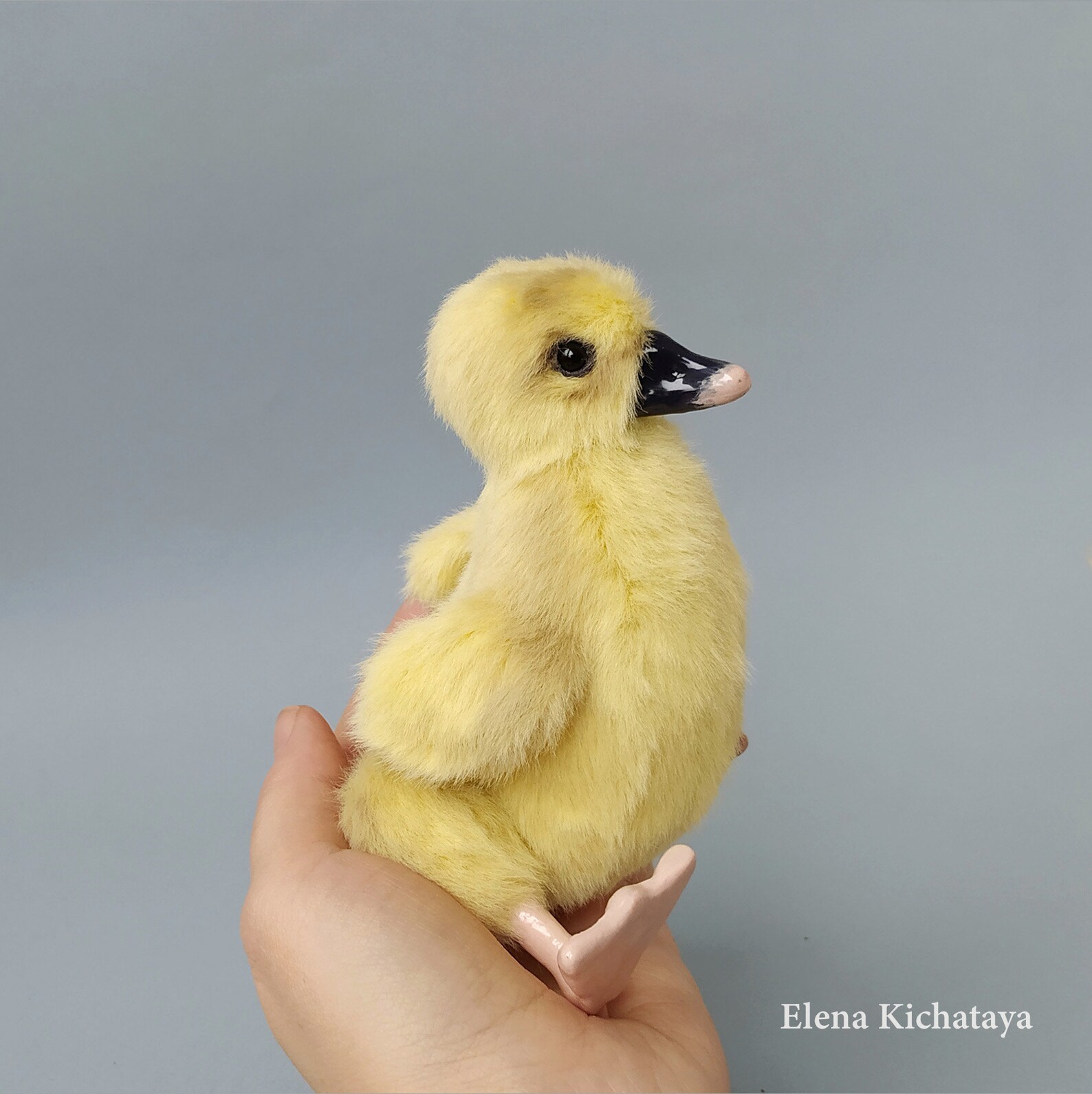 Duckling faux fur realistic stuffed animal plush duck OOAK | Etsy