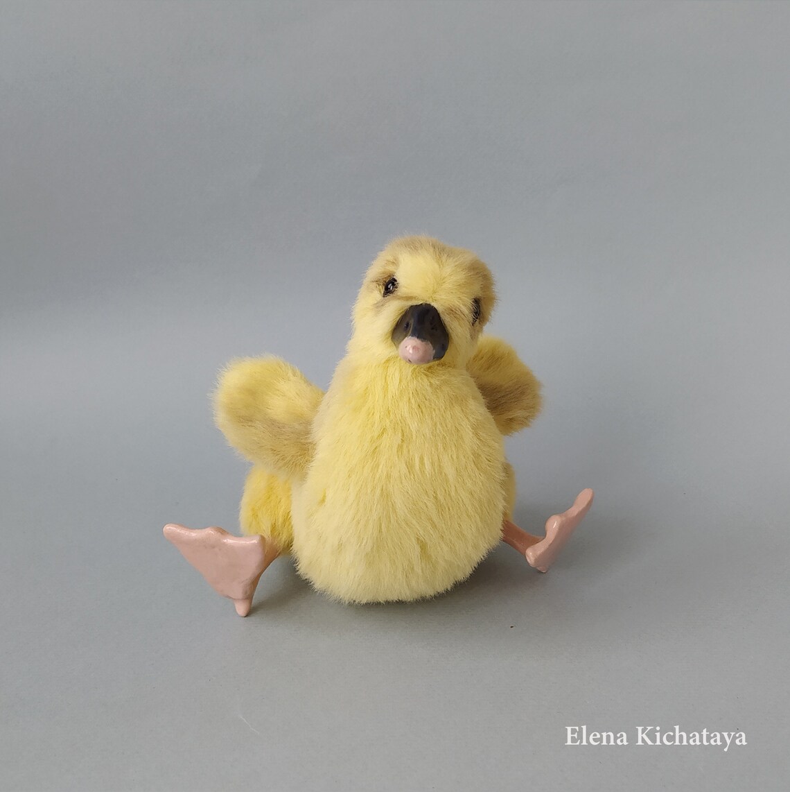 Duckling faux fur realistic stuffed animal plush duck OOAK | Etsy