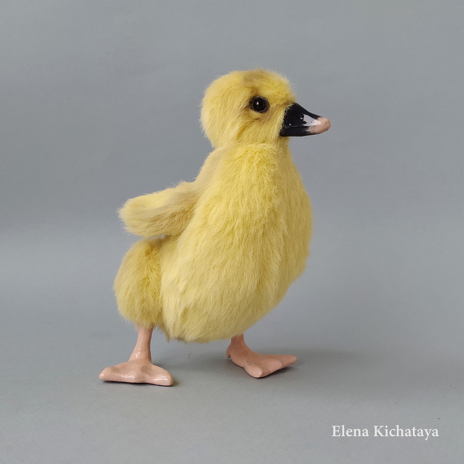 Duckling faux fur realistic stuffed animal plush duck OOAK | Etsy