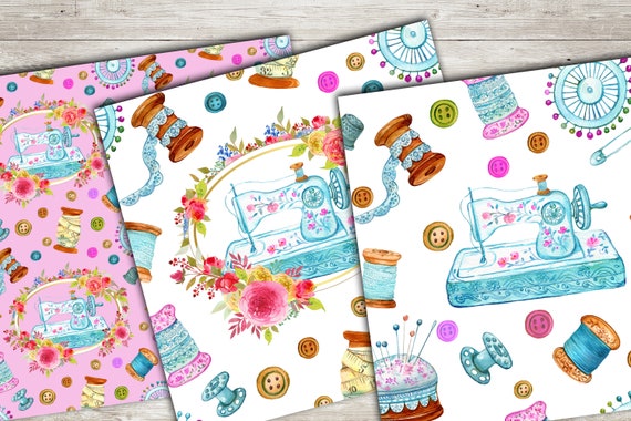 Scrapbooking Digital Scrapbooking Paper 13 JPEG seamless pattern sewing ...