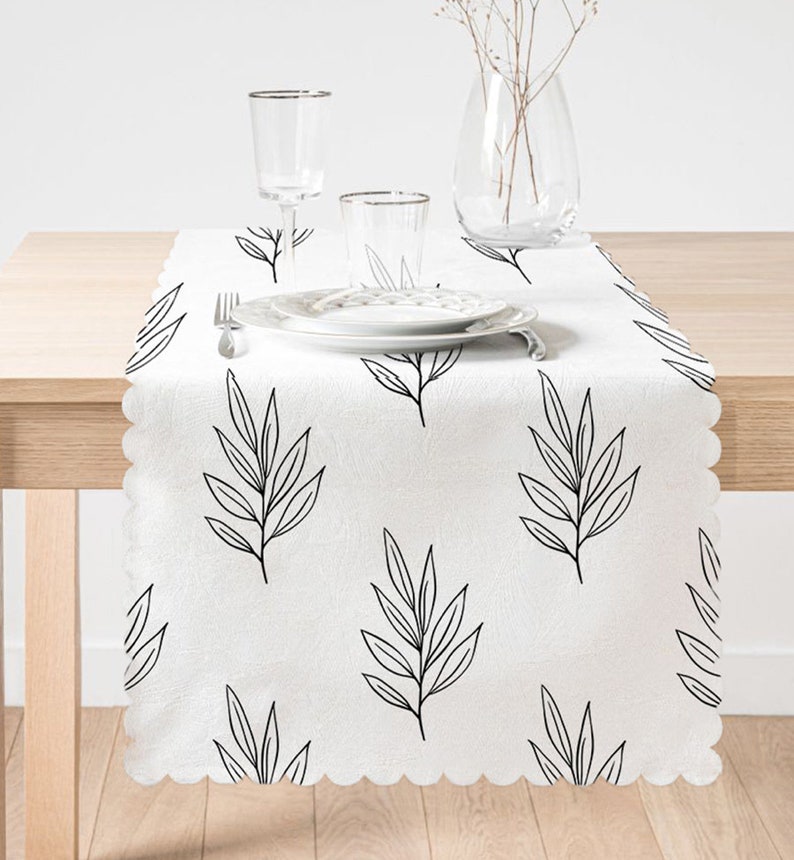 Modern Leaf Theme Table Runner Farmhouse Table Decor | Etsy