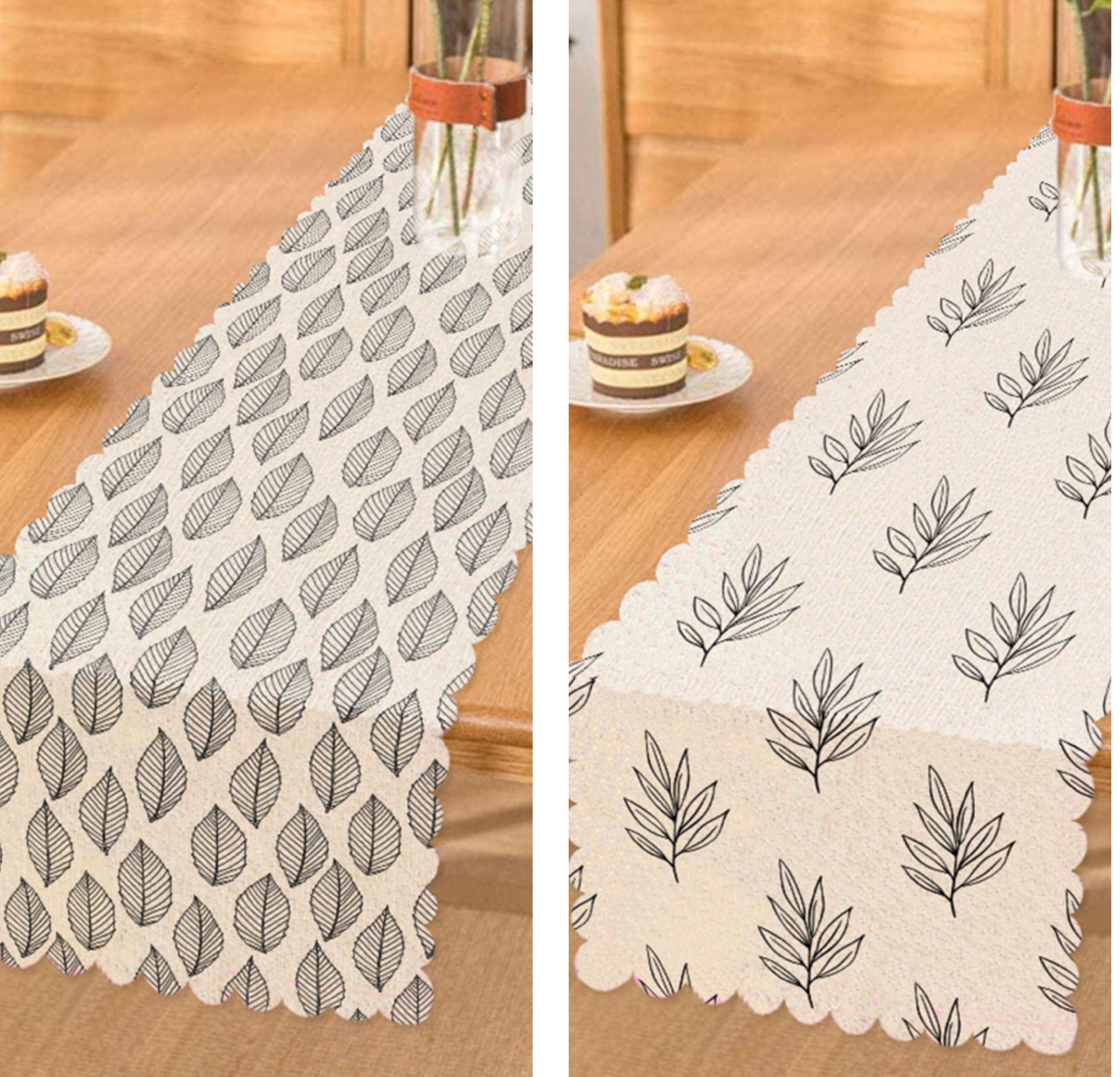 Modern Leaf Theme Table Runner Farmhouse Table Decor | Etsy