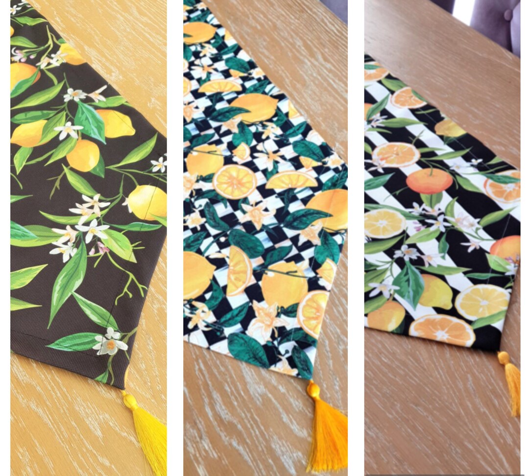 Lemon Theme Table Runner Farmhouse Table Decor Summer - Etsy
