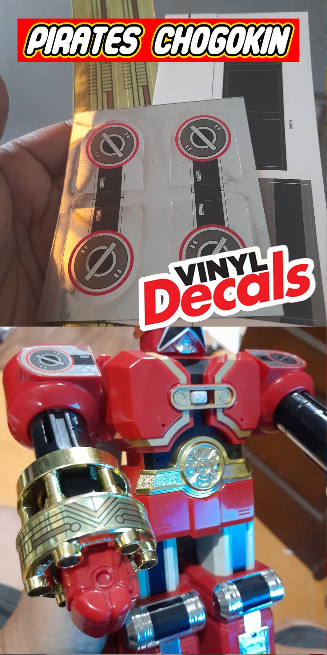 Decals Sticker Replacement Dx Vintage Red Battlezord Megazord Power ...