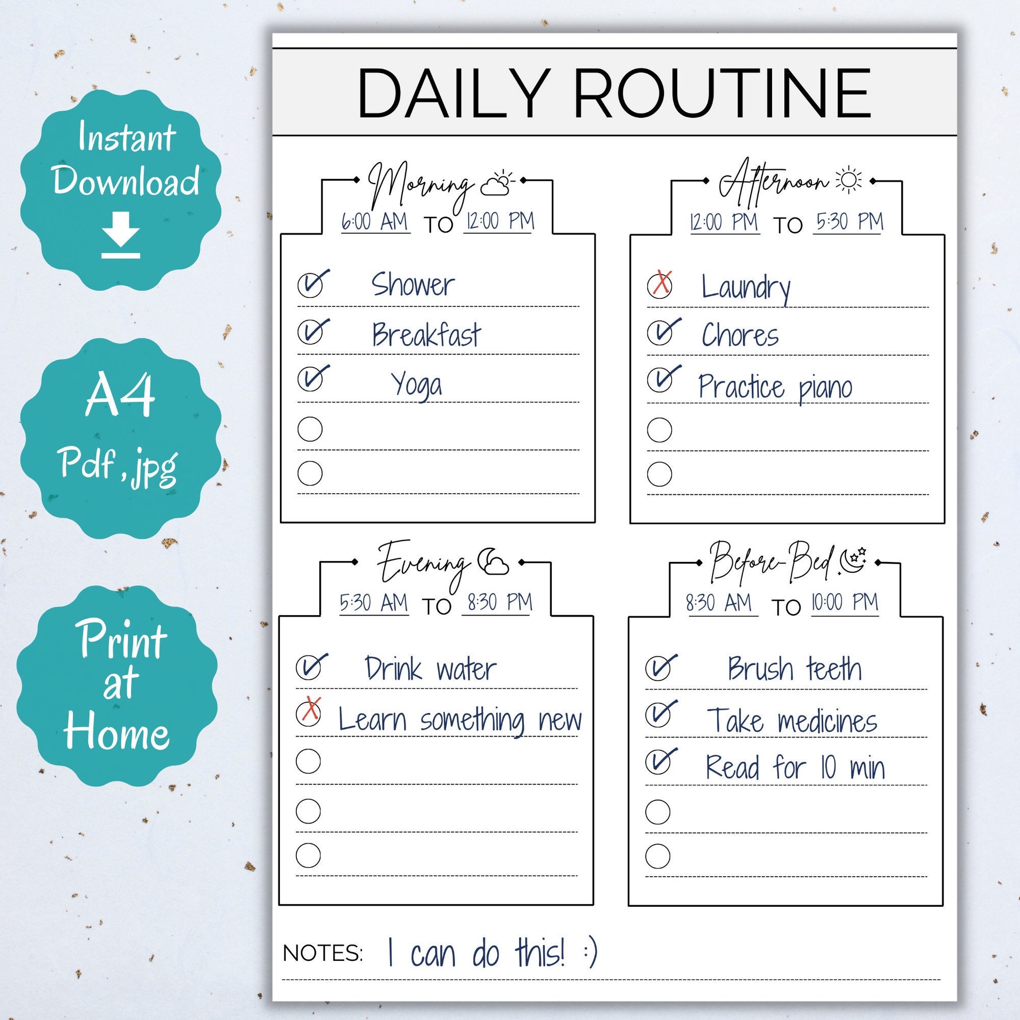 Daily Routine Checklist Printable My Daily Routine To Do List Etsy